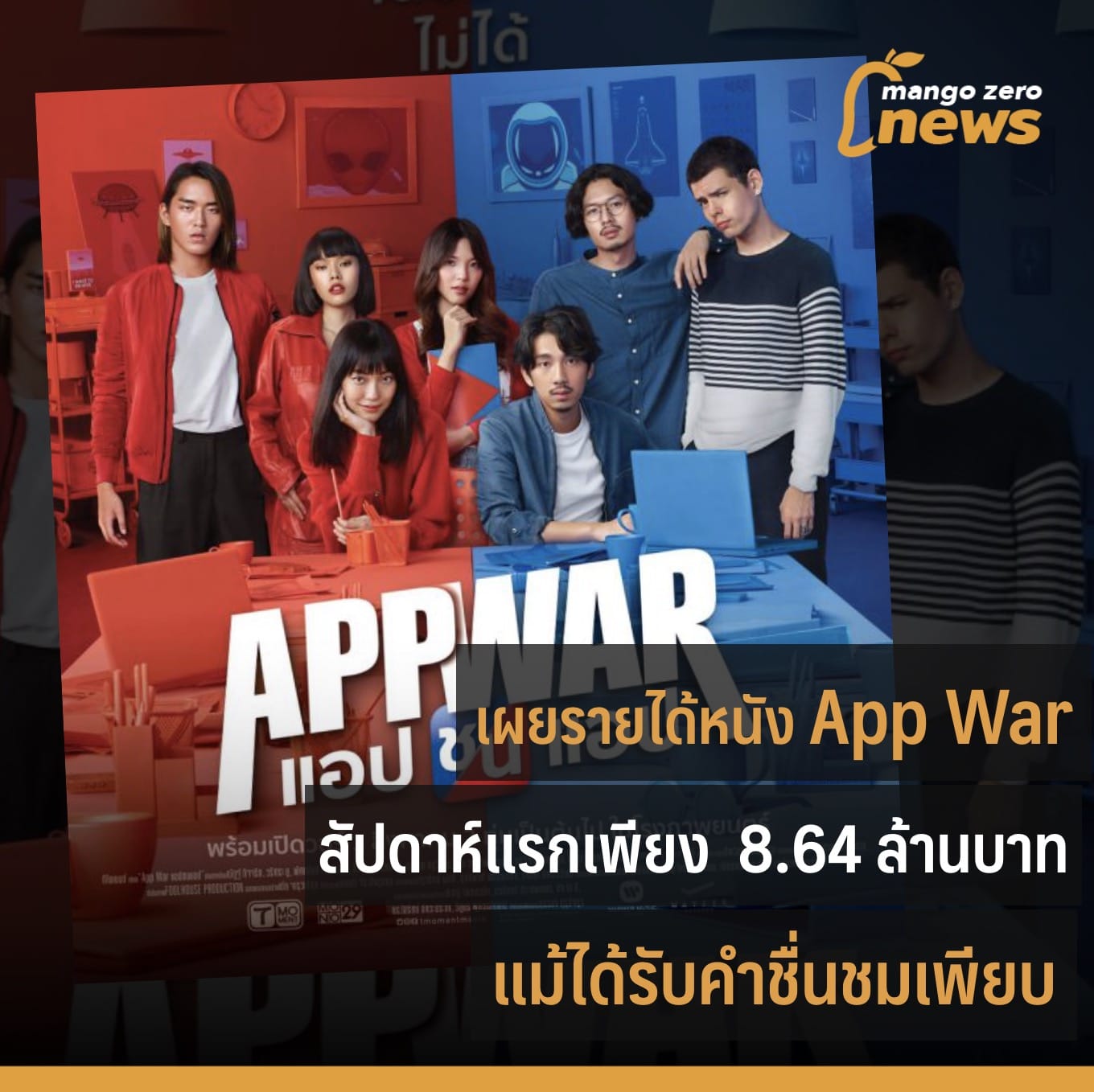 เผยรายได้หนัง "App War แอปชนแอป" สัปดาห์แรก 8.64 ล้านบาท น้อยกว่าที่คาด ...