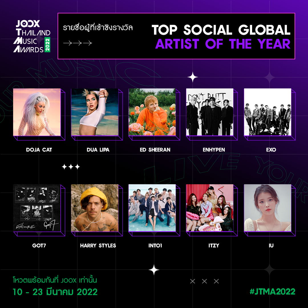 เปิดรายชื่อผู้เข้าชิง ‘JOOX Thailand Music Awards 2022’ รวมรางวัลทางดนตรี 12 สาขา เริ่มโหวตได้ ...