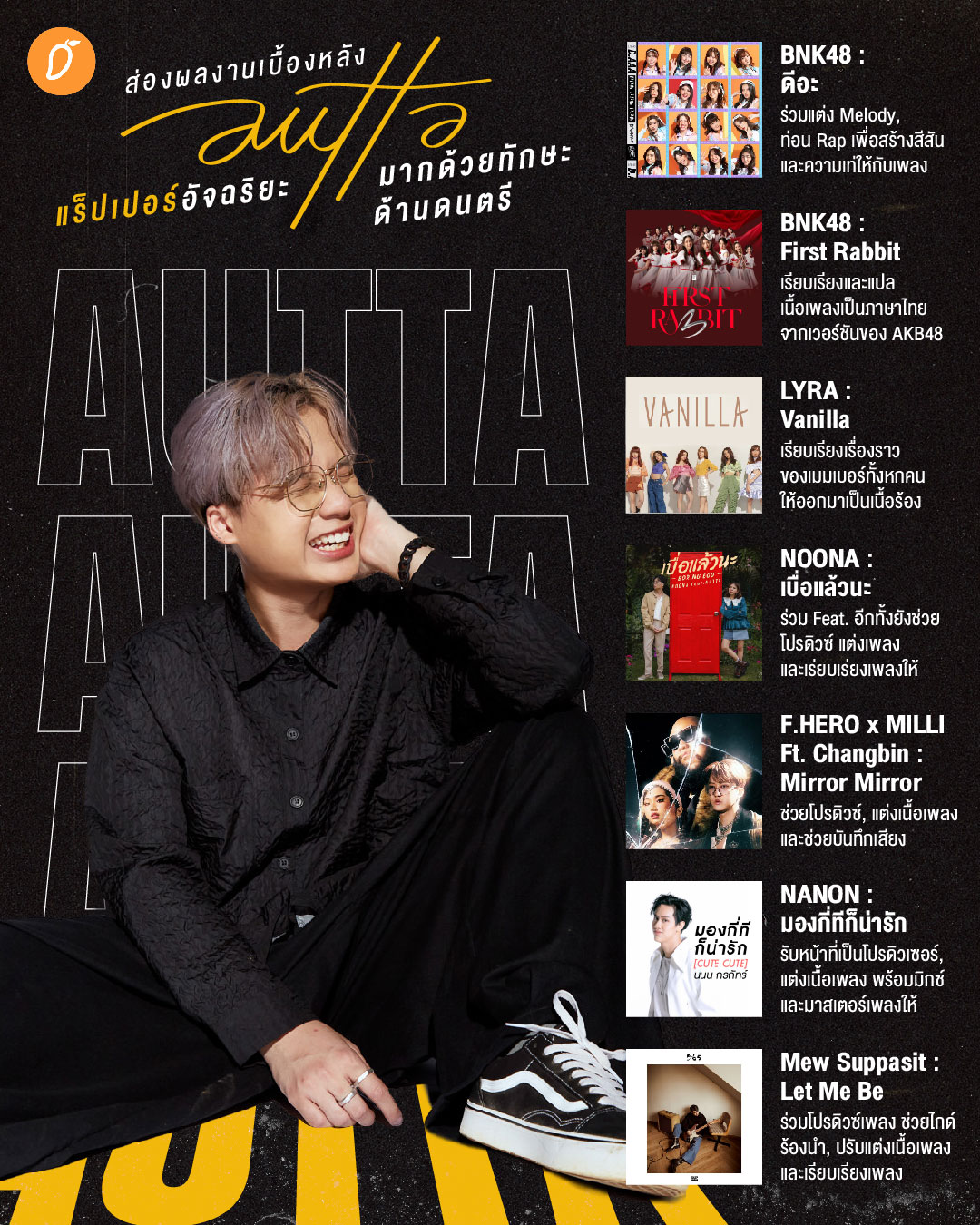 ส่องผลงานเบื้องหลัง AUTTA แร็ปเปอร์อัจฉริยะ มากด้วยทักษะด้านดนตรี