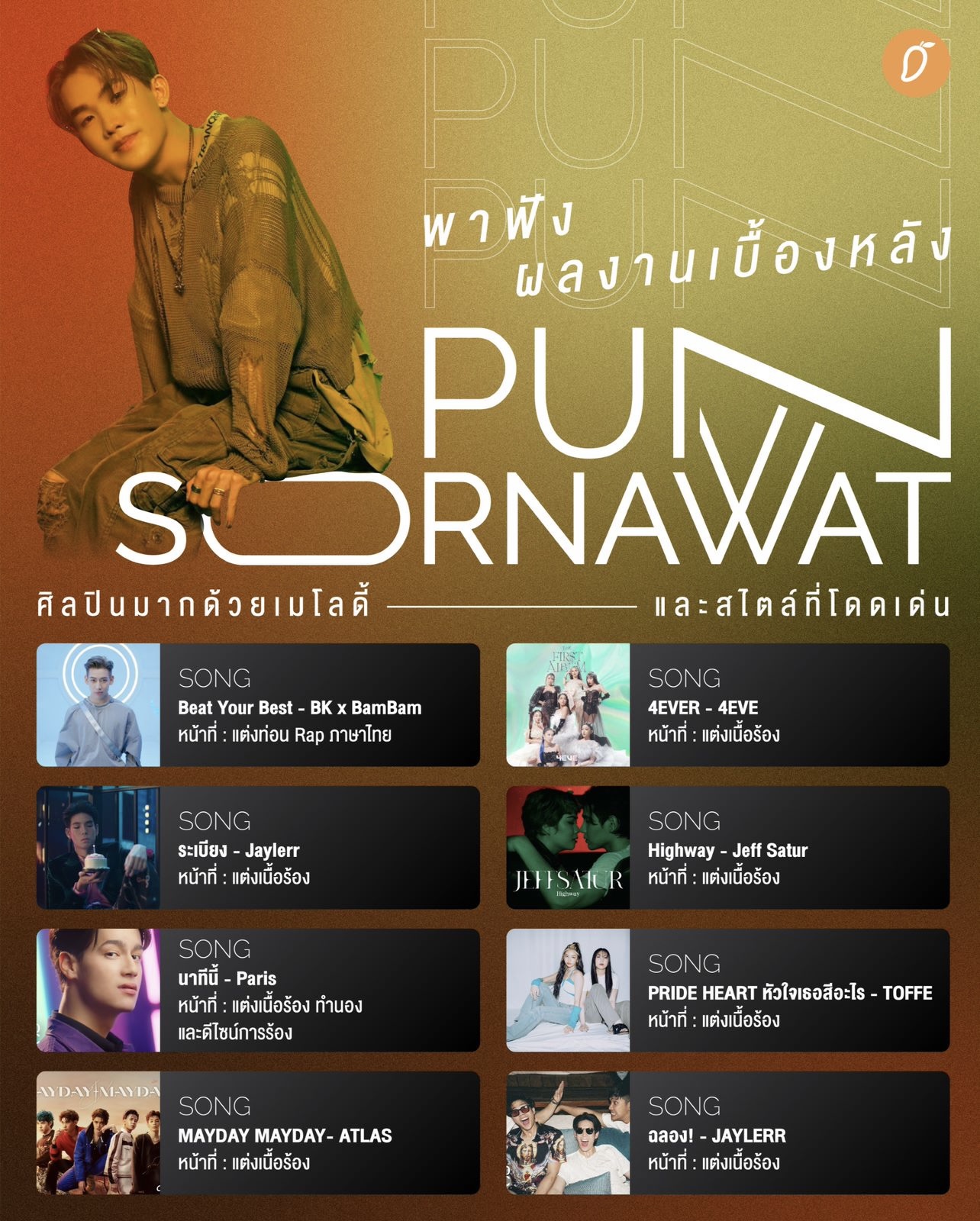 พาฟังผลงานเบื้องหลัง PUN SORNAWAT ศิลปินมากด้วยเมโลดี้ และสไตล์ที่โดดเด่น