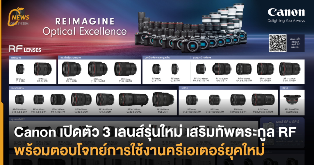 Canon เปิดตัว 3 เลนส์รุ่นใหม่ เสริมทัพตระกูล RF พร้อมตอบโจทย์การใช้งานครีเอเตอร์ยุคใหม่